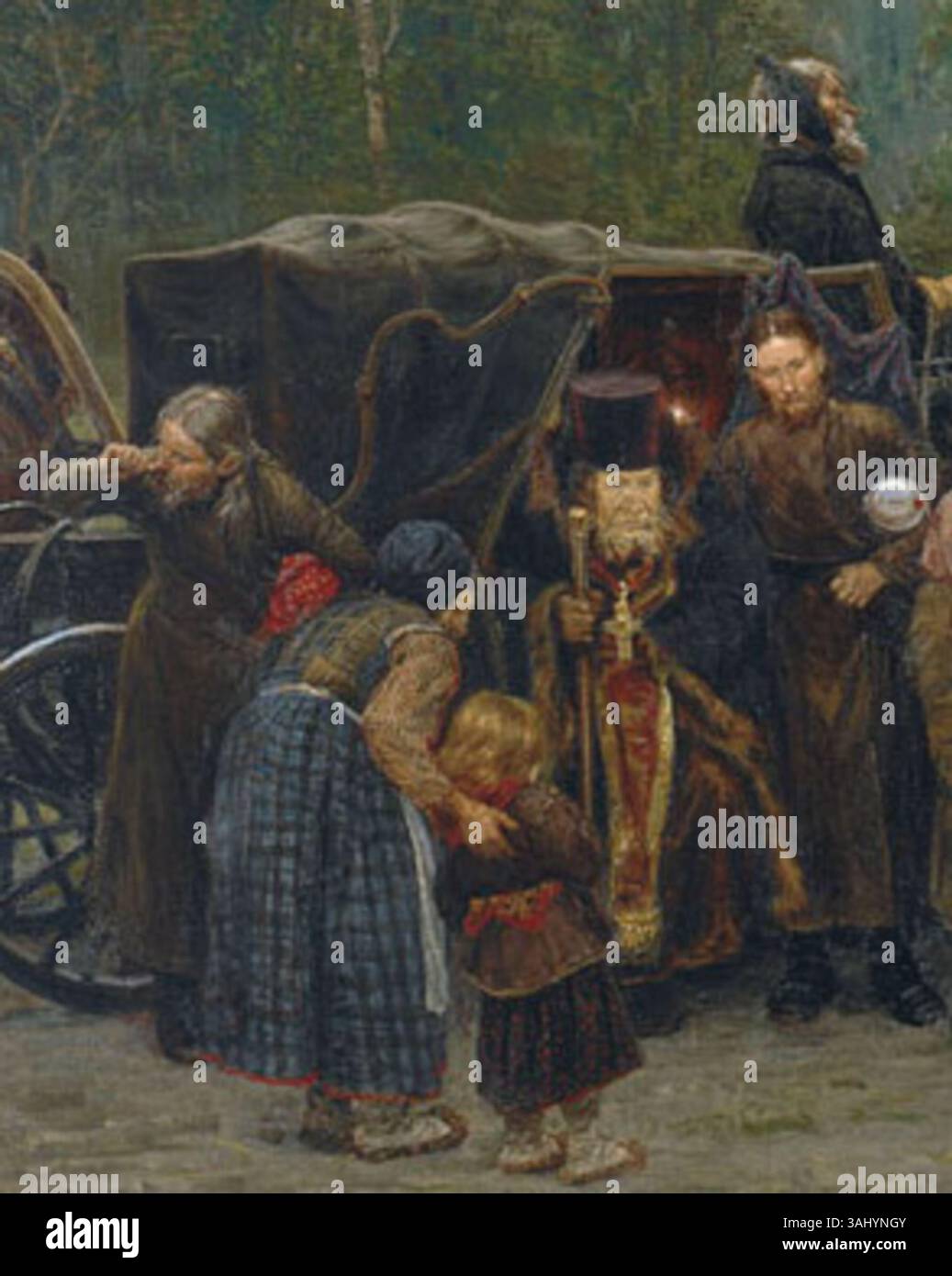 'Welcoming the Ikon' by Konstantin Savitsky, painted in 1878, depicts a ...
