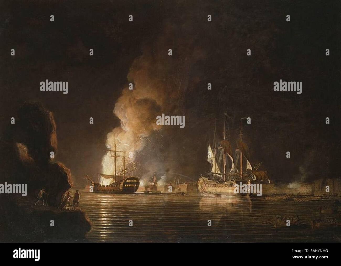 Richard Paton’s painting 'Vaisseaux français en feu ou capturés au ...