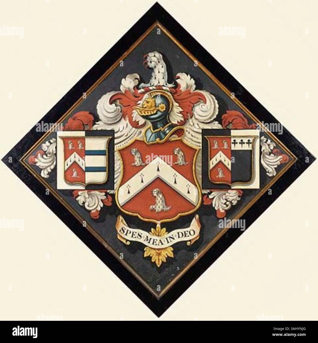 This oil on canvas hatchment, created in the late 18th or early 19th ...