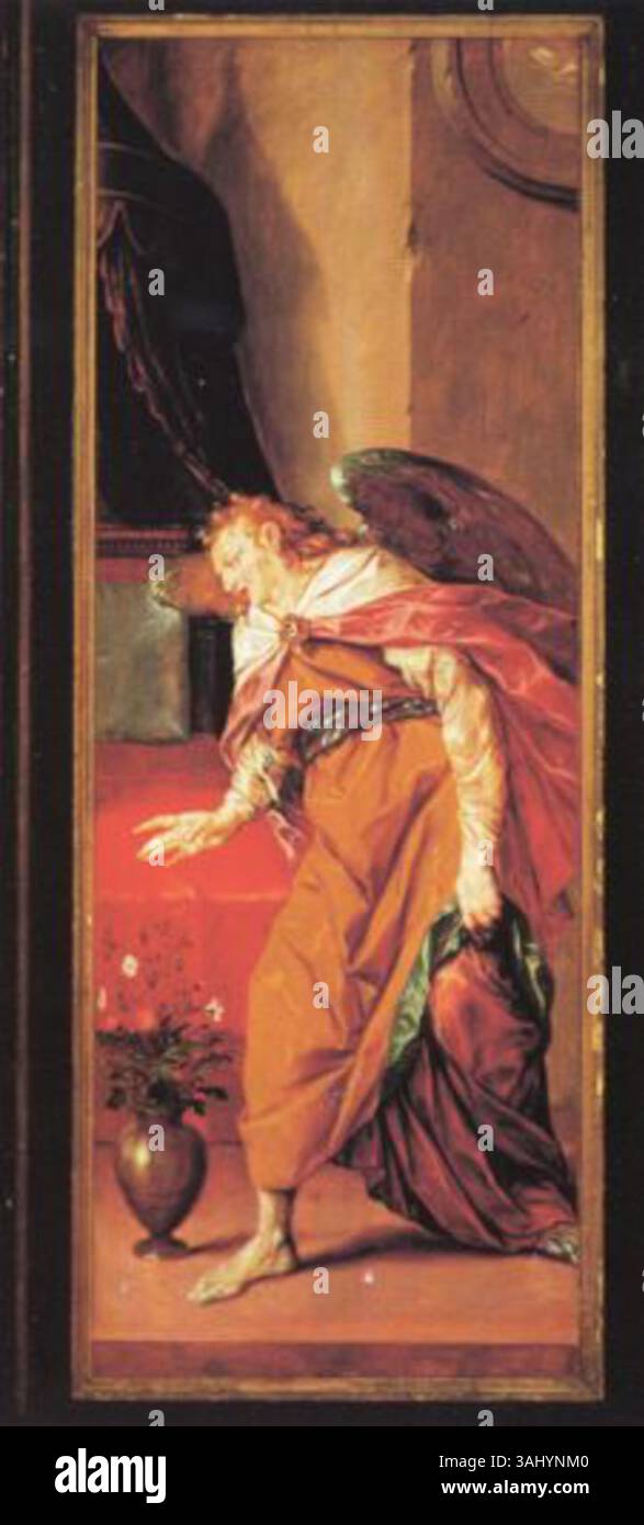 The painting 'Annunciation' by Dirck Barendz, circa 1565, depicts the ...