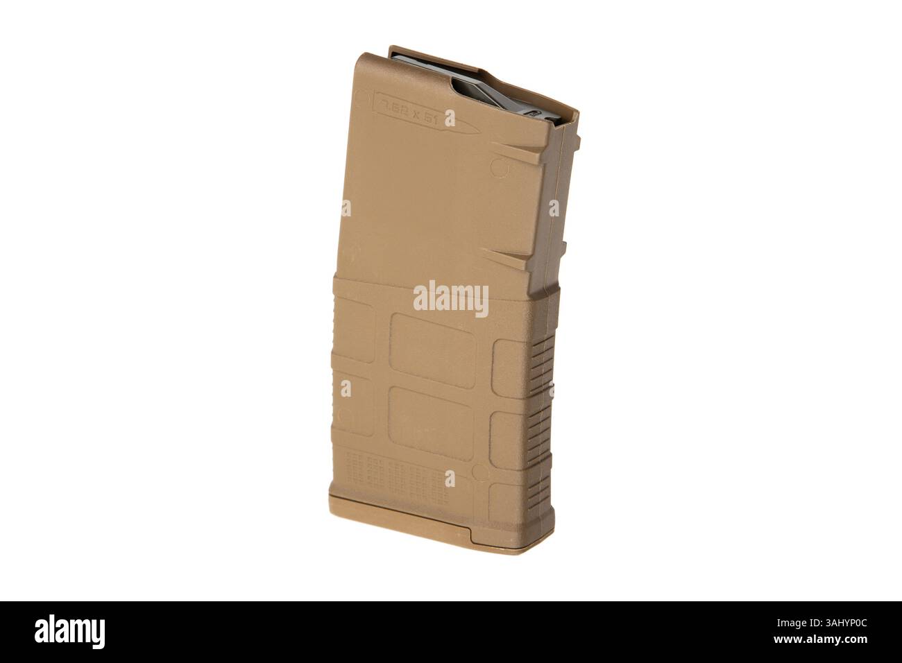 Tan polymer rifle magazine for 7.62x51 caliber, featuring durable ...