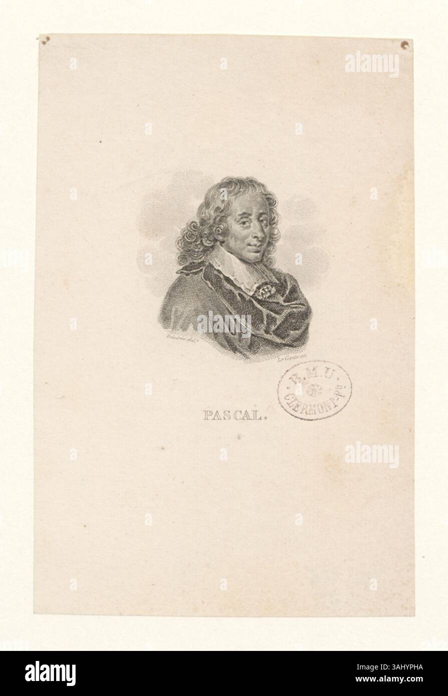 This intaglio print from the Boyer collection shows Pascal, as depicted ...