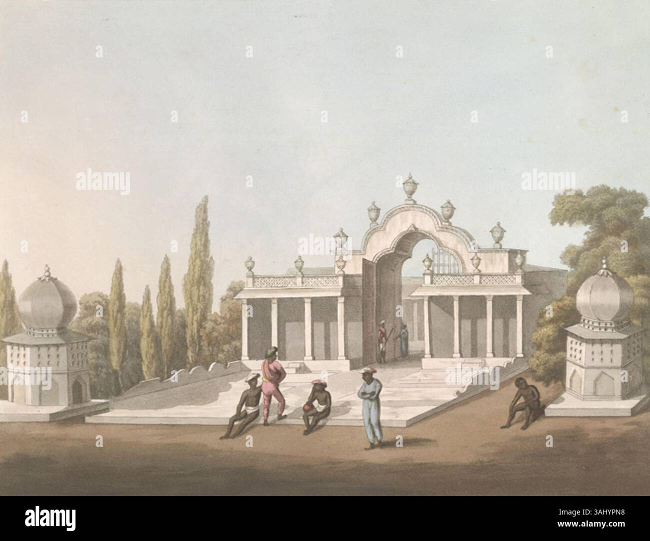 This aquatint depicts the entrance gate to Lal Bagh Gardens in ...