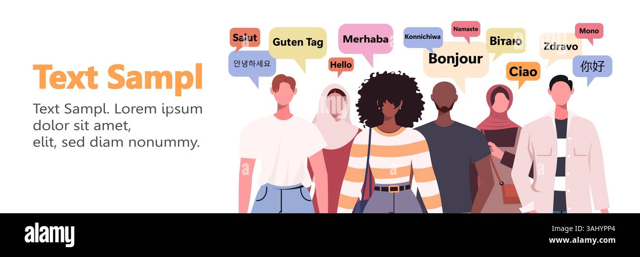 People say the word hello in different international languages. Diverse ...