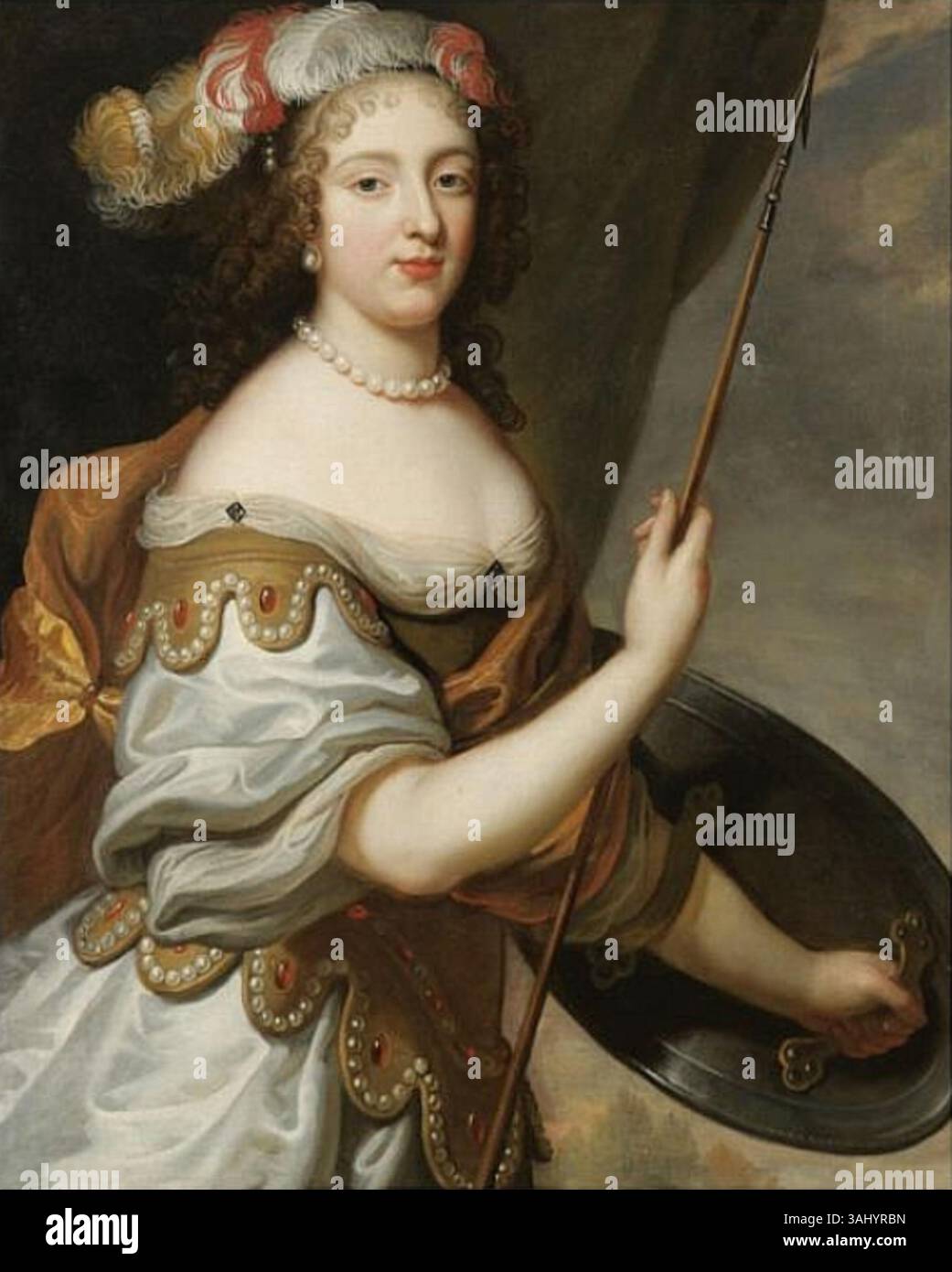 Portrait of a lady, possibly the Marquise d'Alluye, depicted as Minerva, the Roman goddess of ...