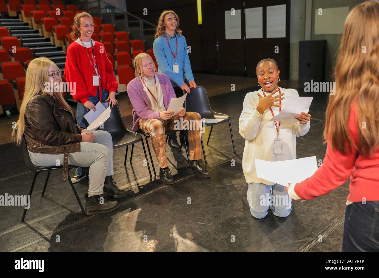 Actors with disabilities rehearsing on stage Stock Photo - Alamy