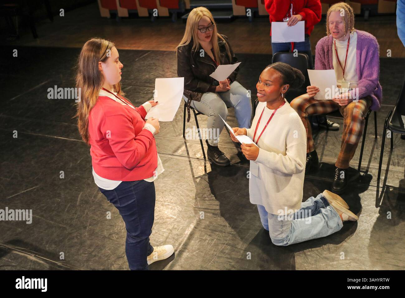 Actors with disabilities rehearsing on stage Stock Photo - Alamy
