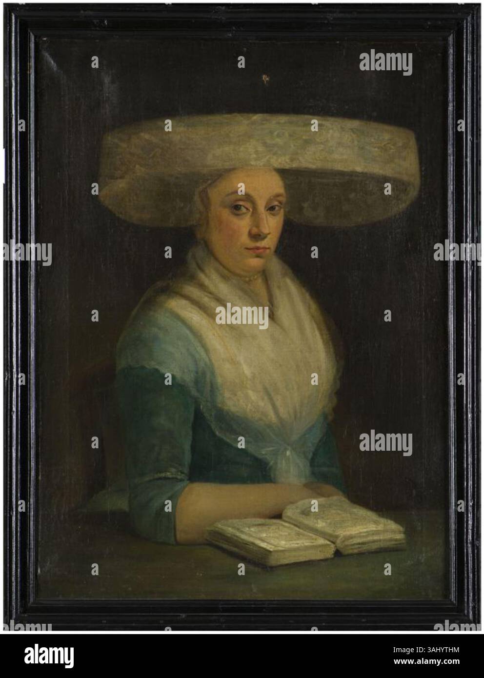 This 1824 Dutch oil painting depicts a woman in a classic formal ...