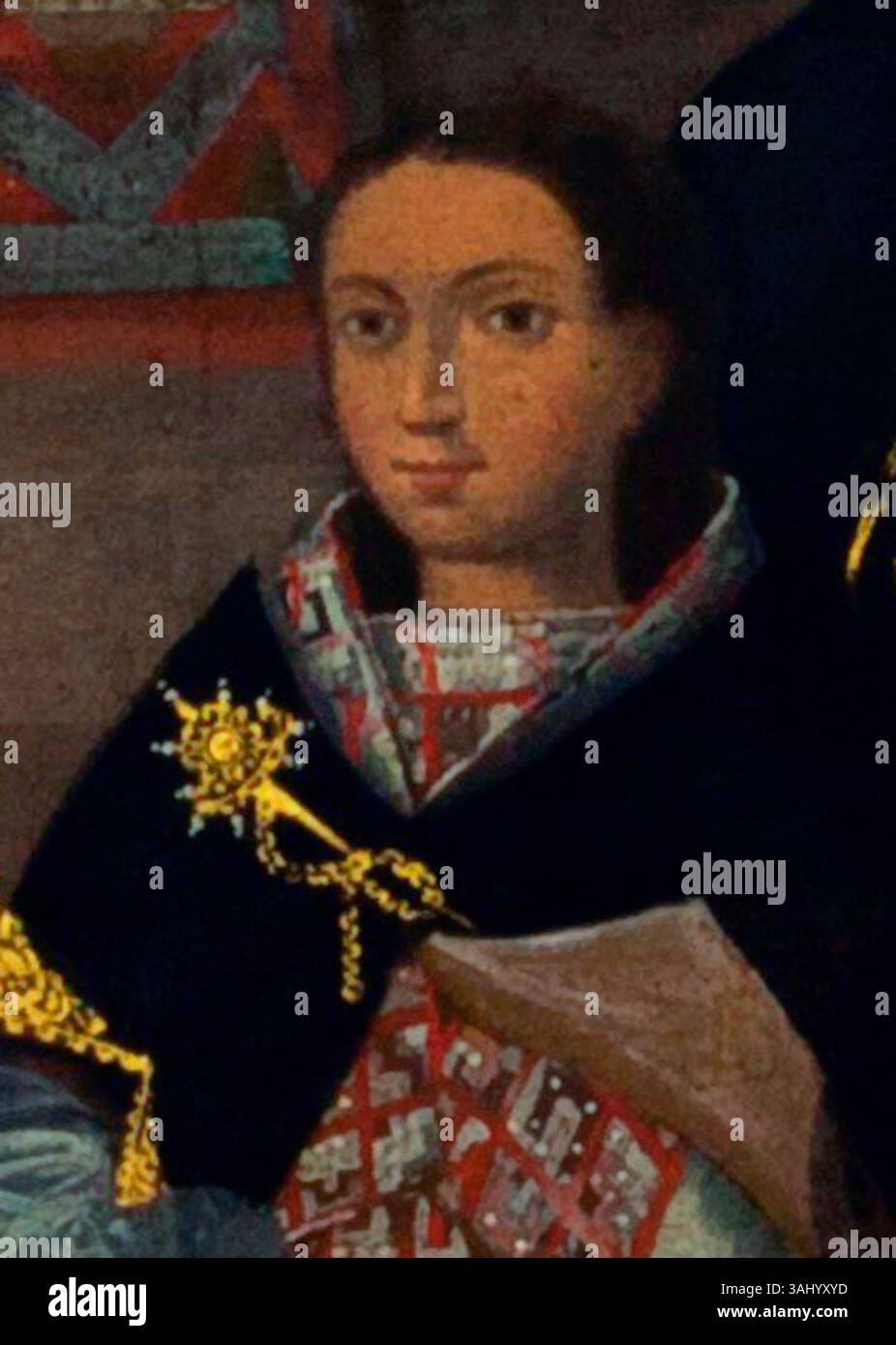 This detail from the Cuzco School painting from 1718 shows the Inca ...