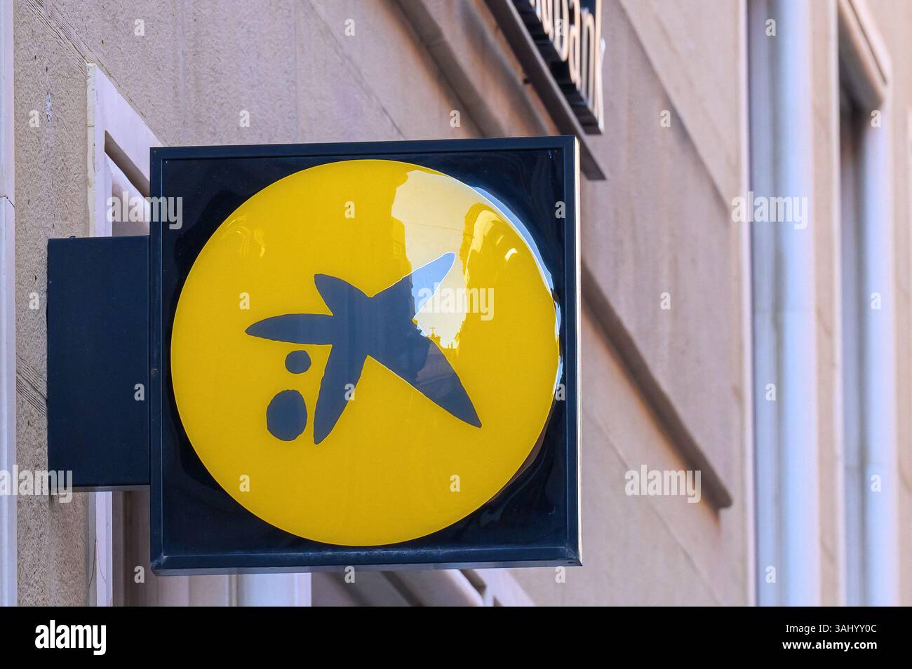 Sign with the logo of Caixa Bank on the wall of a building Stock Photo ...