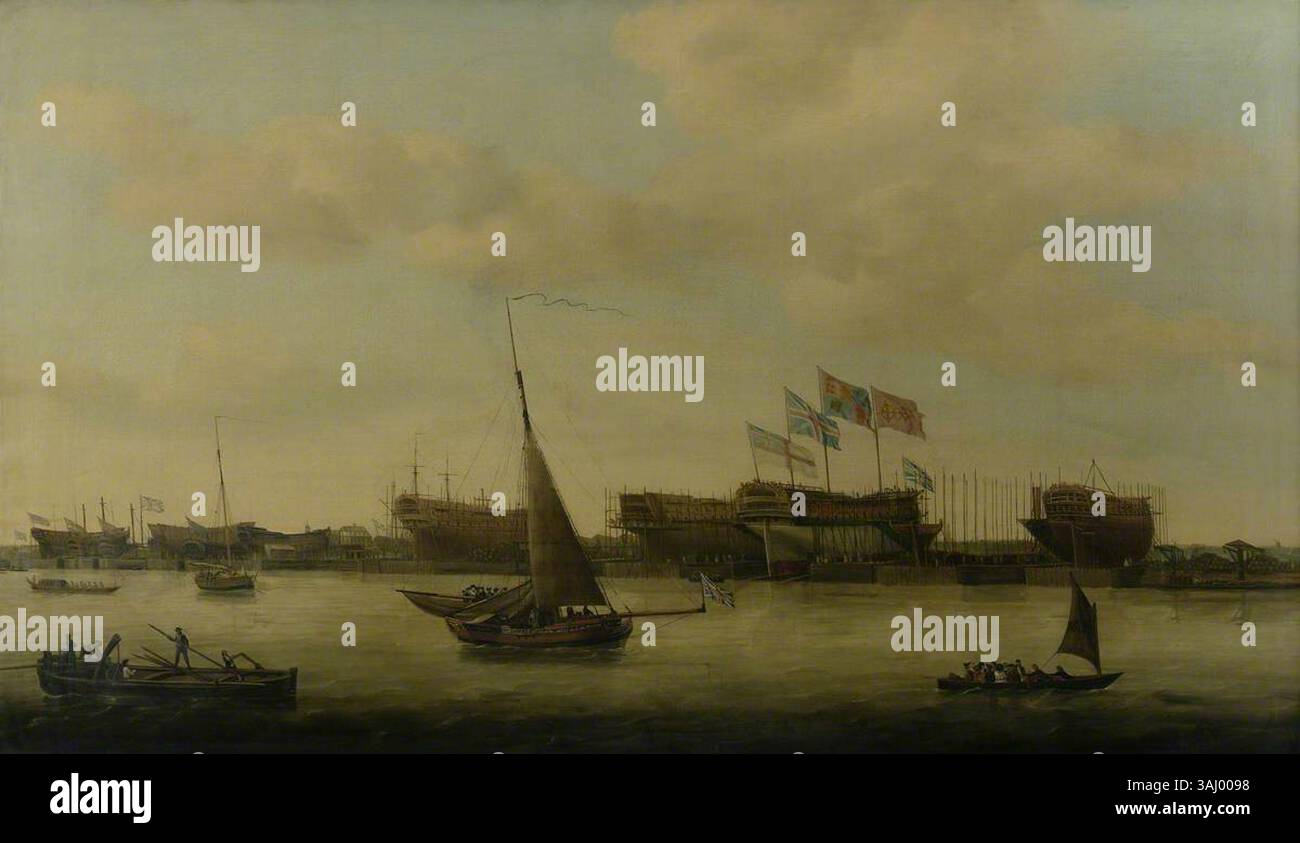 This 1784 oil painting by Francis Holman depicts the launch of the ...