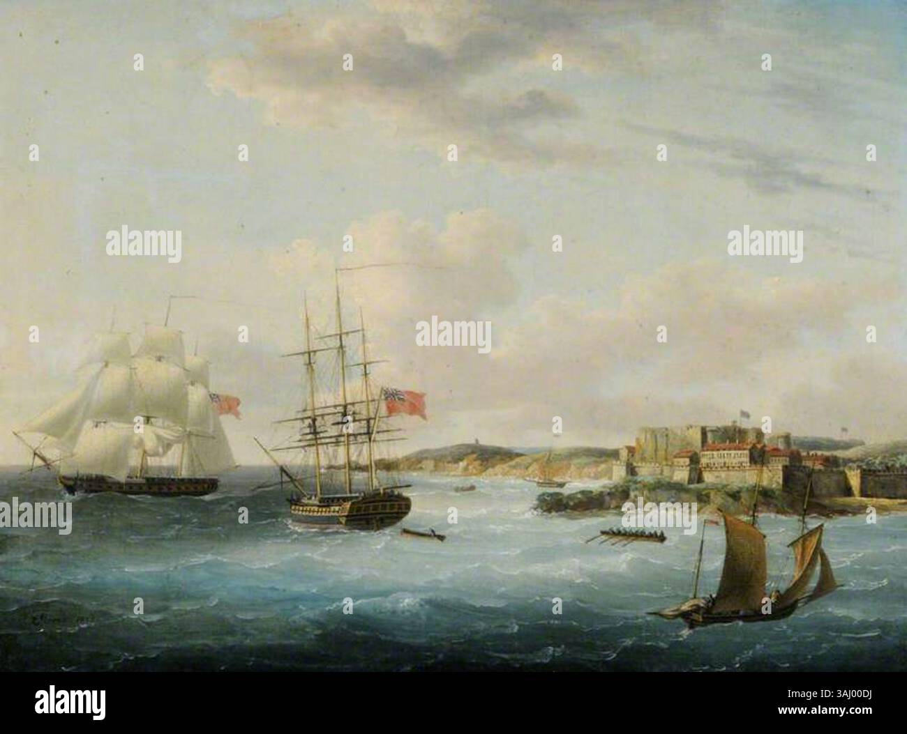 'Naval Shipping off Castle Cornet' by John Thomas Serres, painted in ...