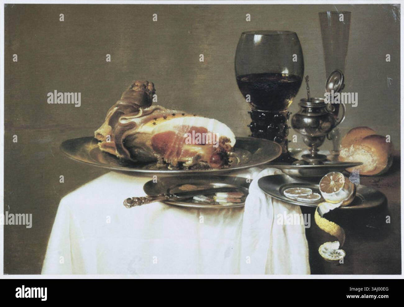 This 1643 painting by Willem Claesz Heda showcases a still life with a ...