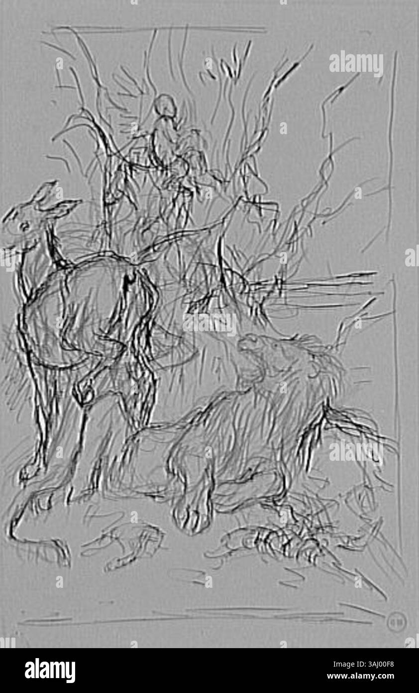 This study by Gustave Moreau for 'Le Lion devenu vieux' captures the ...