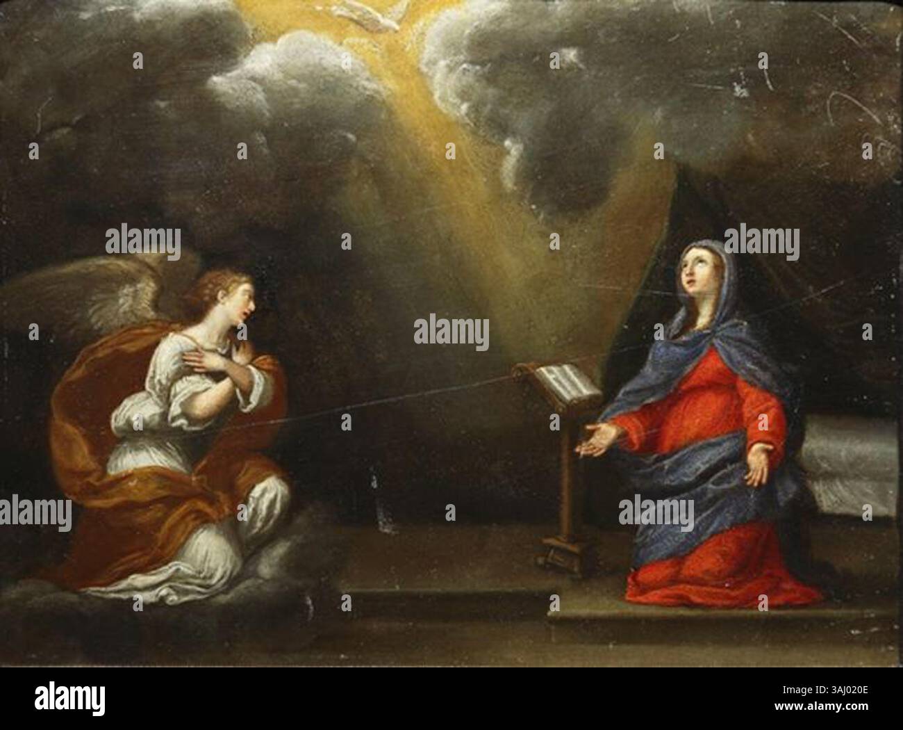 Francesco Albani's Annunciation, an oil on copper painting, depicts the ...