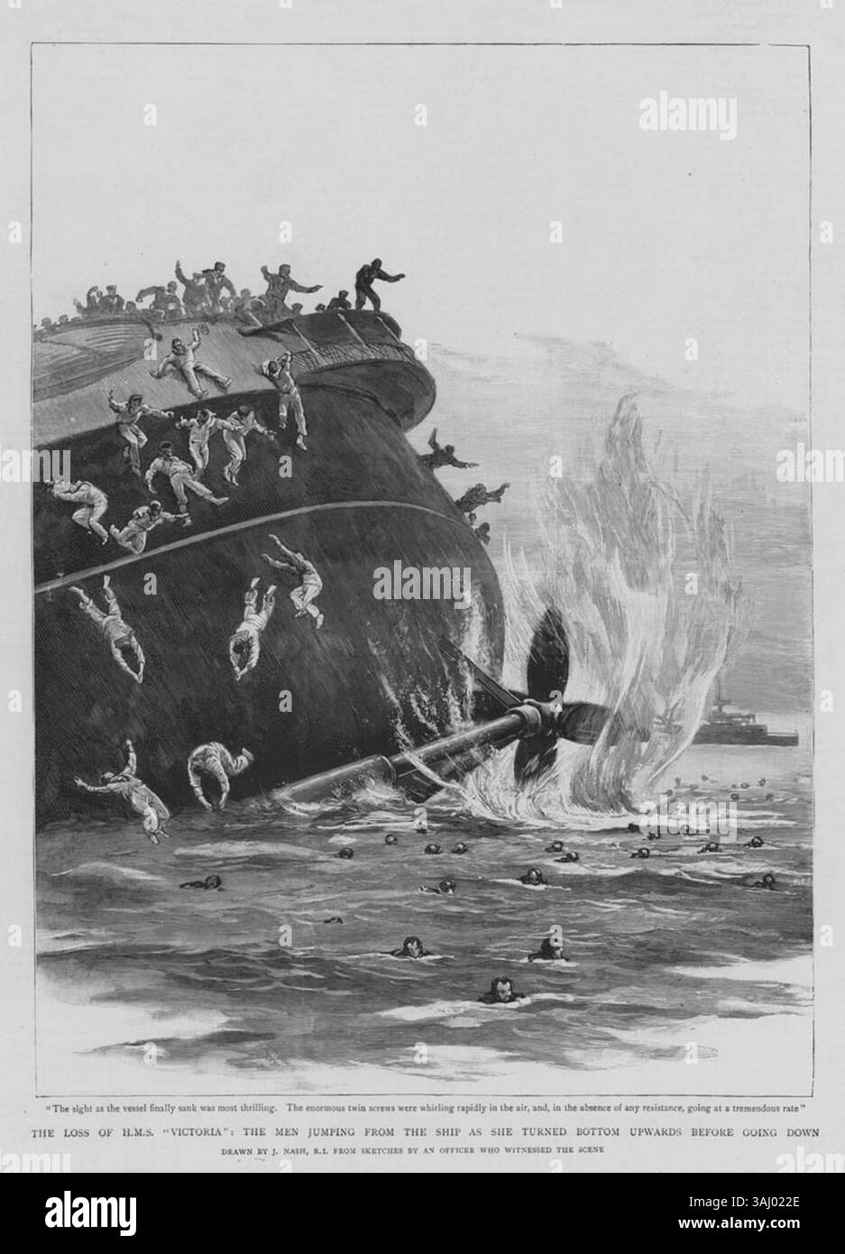 This 1893 wood engraving from *The Graphic* illustrates the dramatic ...