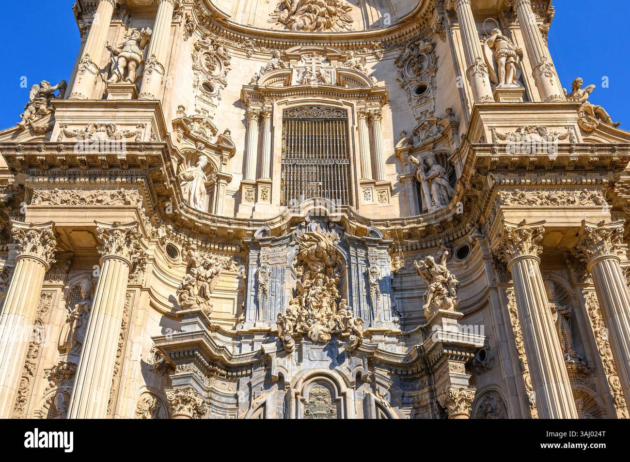Intricate architectural features in the mid-section of the facade of ...