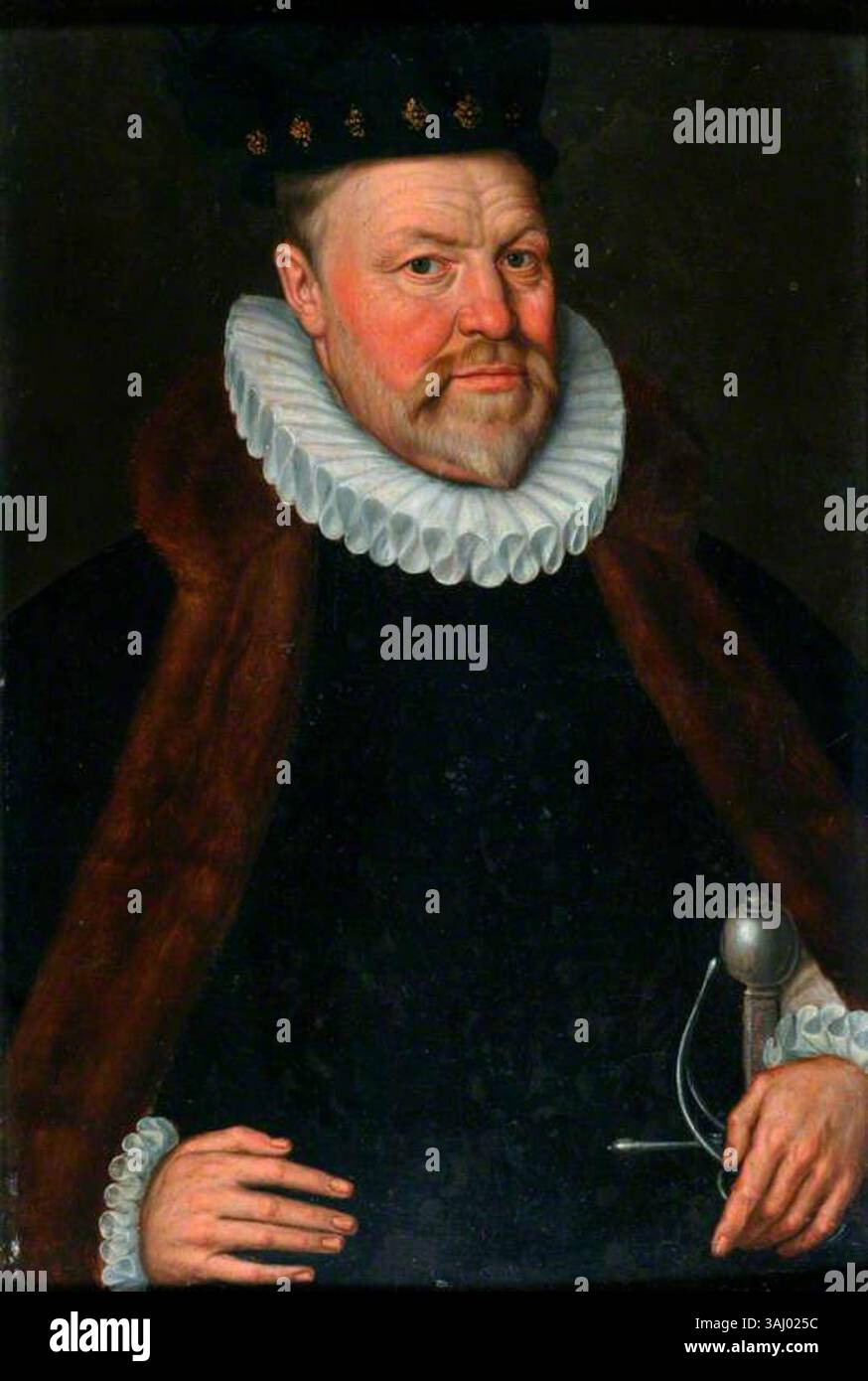 This 1575 portrait, attributed to the circle of Anthonis Mor, depicts an unknown man. The oil ...