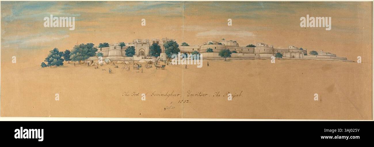 This 1852 painting by an anonymous artist depicts Fort Govindghur in ...