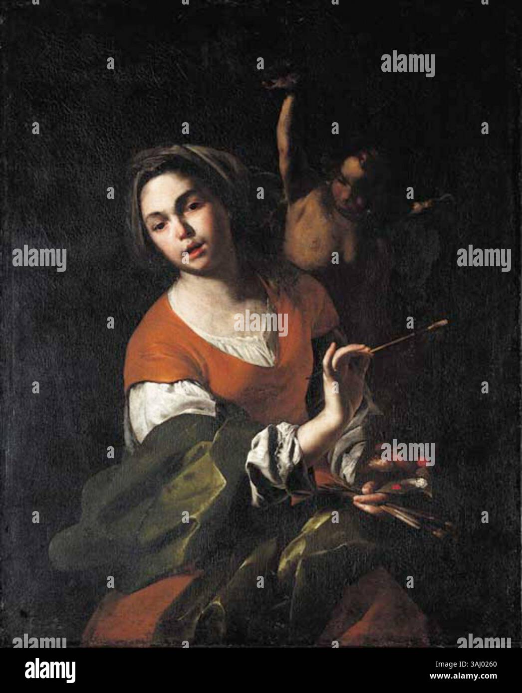 'Personification of Painting' by Bernardo Cavallino, painted between ...