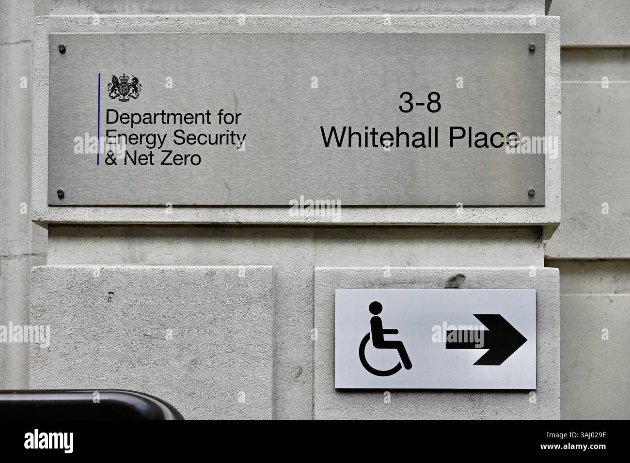 Department for Energy Security & Net Zero Sign, 3-8 Whitehall Place ...