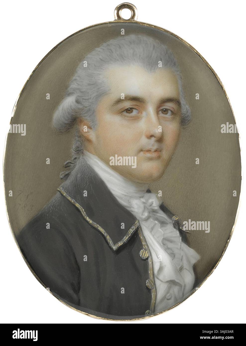 This miniature portrait by John Smart, dated 1783, shows a gentleman ...