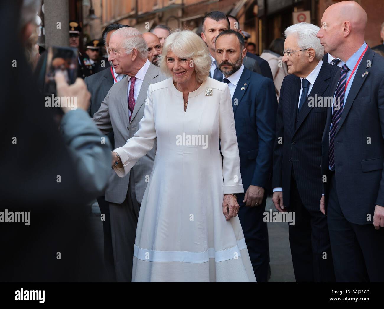 Ravenna, Italy. 10th Apr, 2025. King Charles III and Queen Camilla ...