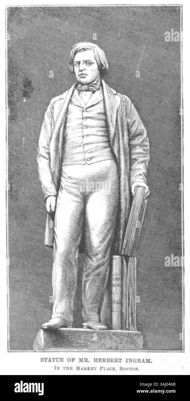 A 1892 illustration of the statue of Herbert Ingram, located in the ...