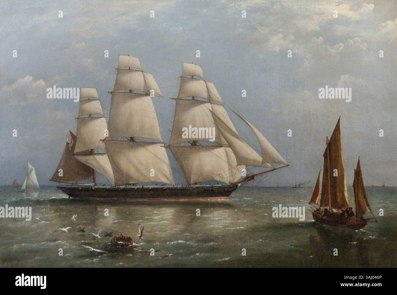 The painting 'HMS Pelican Homeward Bound' by Richard Brydges Beechey ...