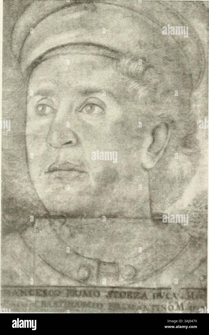A portrait drawing of Francesco I Sforza, created in the 16th century ...
