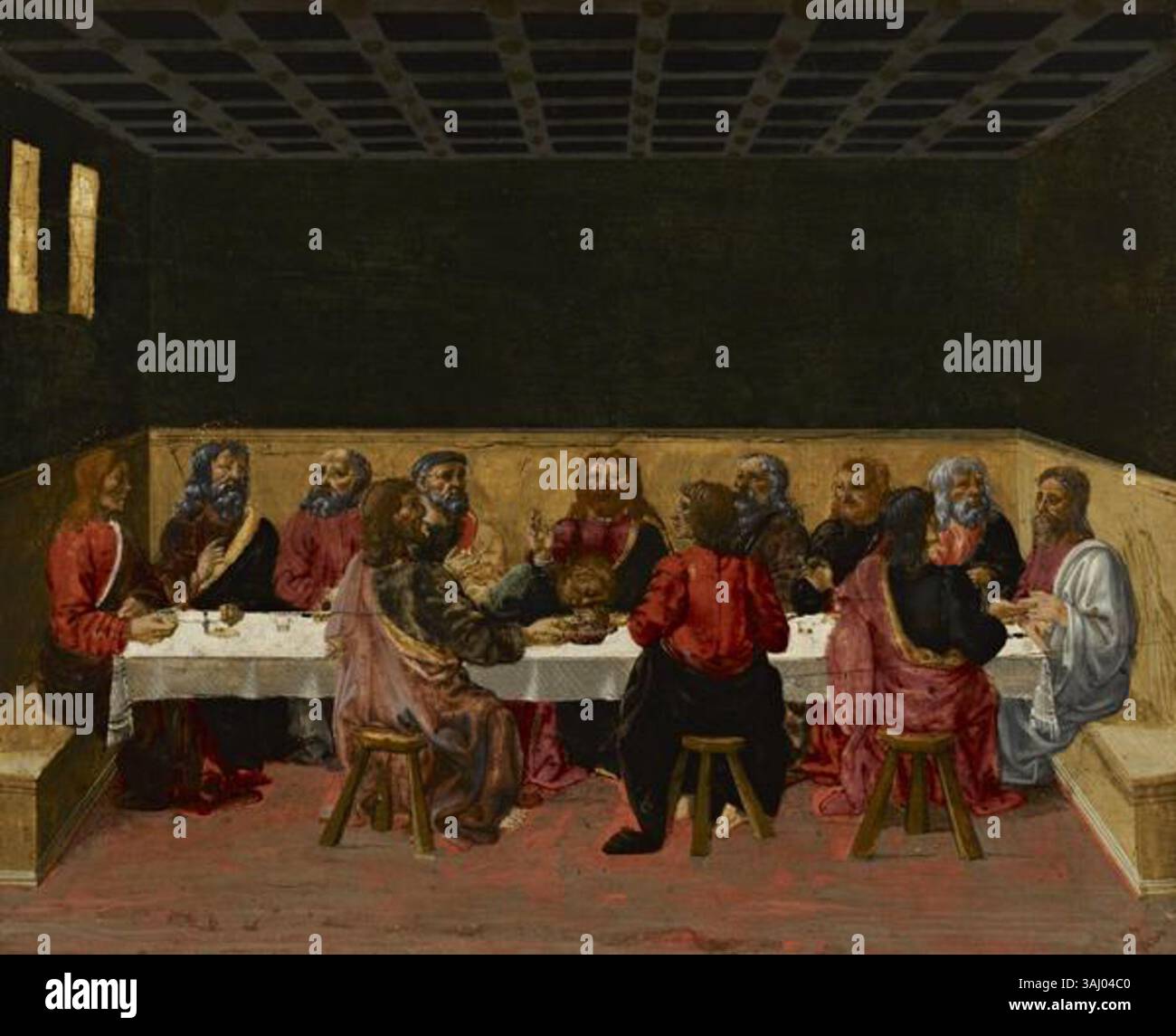 The Last Supper, created circa 1465, is a religious painting depicting ...