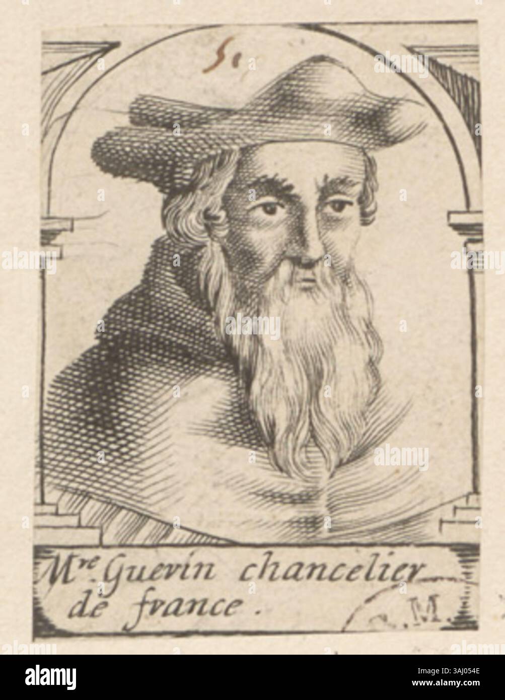 Portrait of Mre Guerin, Chancellor of France, from the 15th century ...