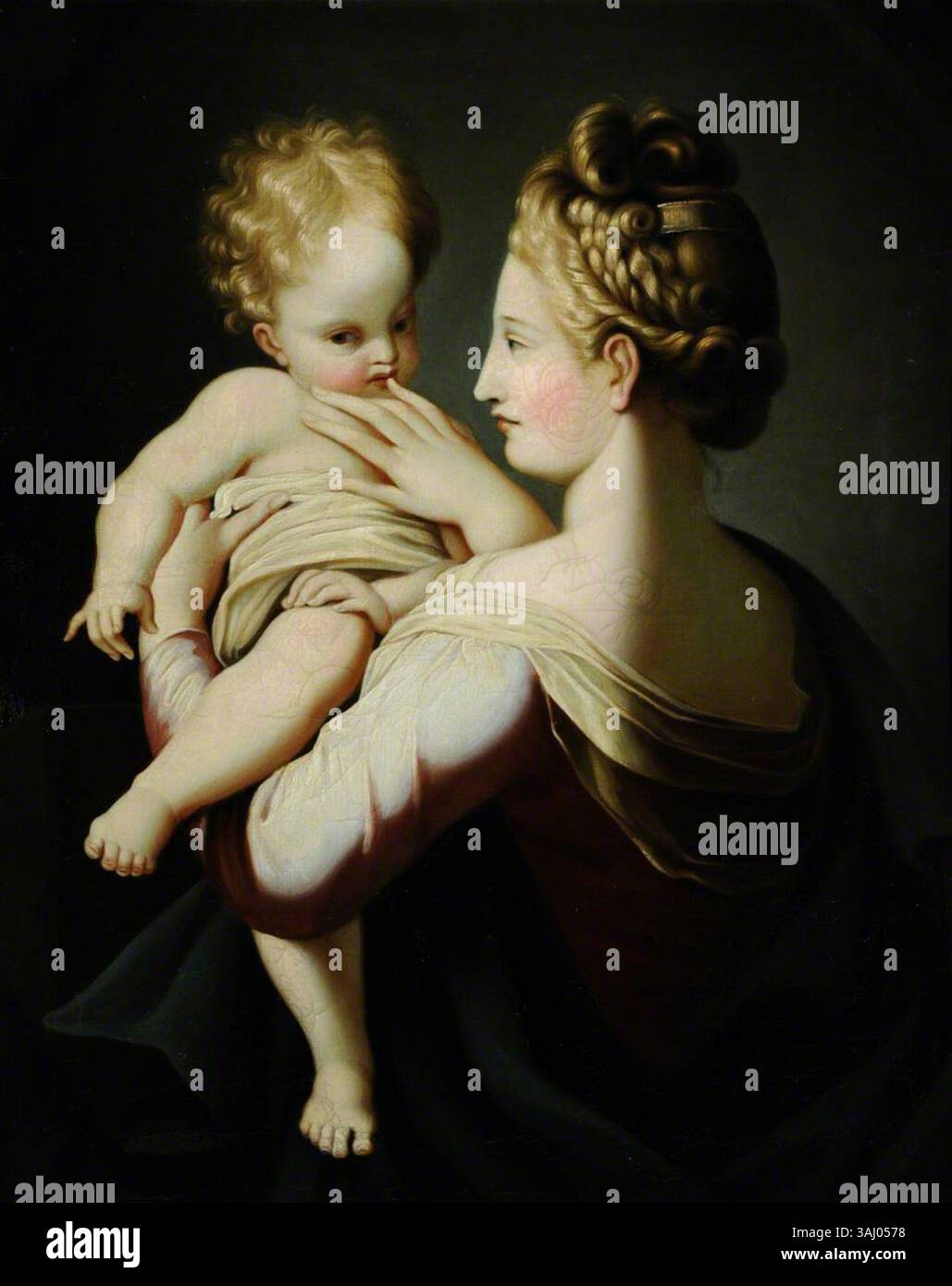 A painting of the Madonna and Child, created in the style of ...