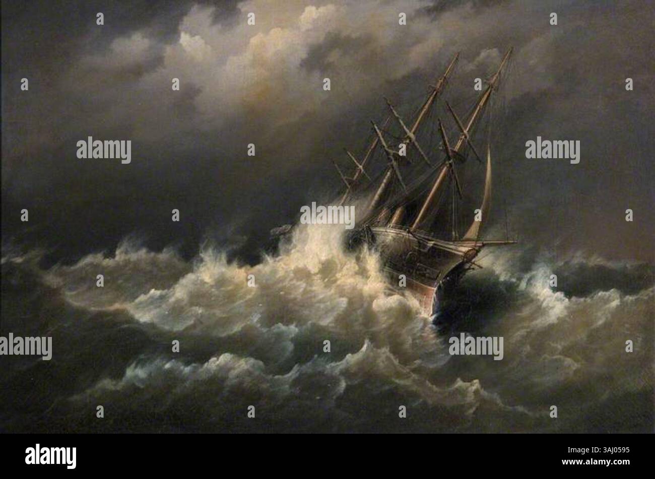 The painting 'HMS Lord Warden' by Richard Brydges Beechey, depicting ...