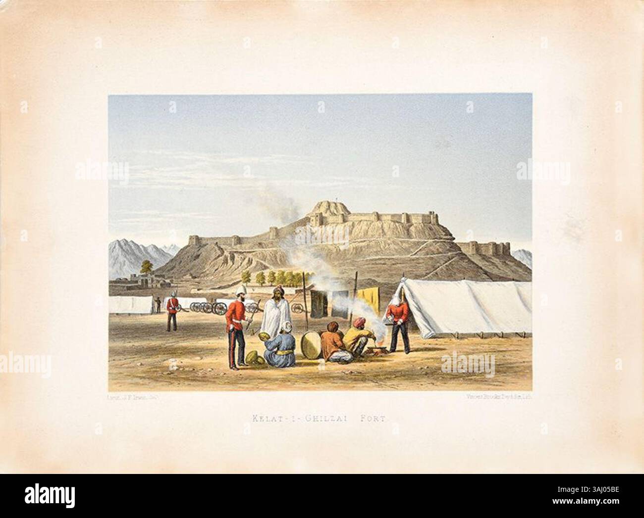 A painting depicting the Kelat-I-Ghilzai Fort in Southern Afghanistan ...