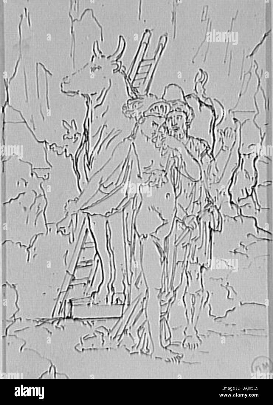 'Pasiphaé' by Gustave Moreau, created between 1850 and 1895, depicts ...