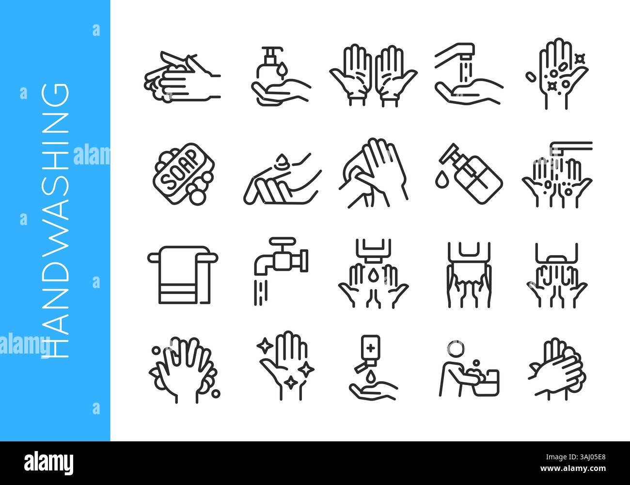 20 Hand Wash Icons Set Stock Vector Image & Art - Alamy