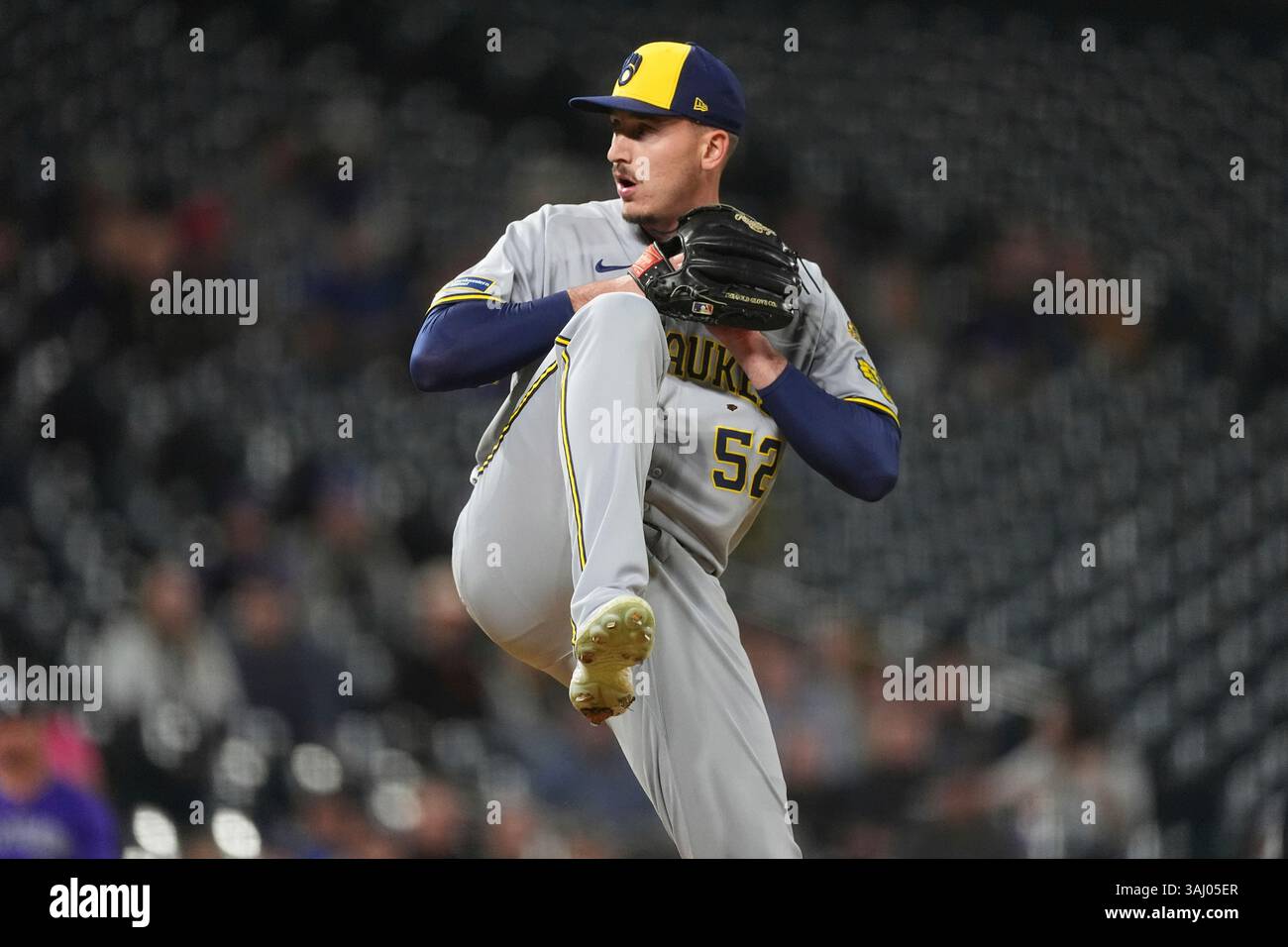 Milwaukee Brewers pitcher Bryan Hudson (52) in the ninth inning of a ...
