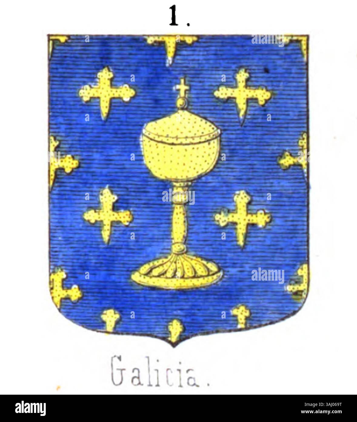 The coat of arms of Galicia depicted in Ramón Medél's 1846 'El Blason ...