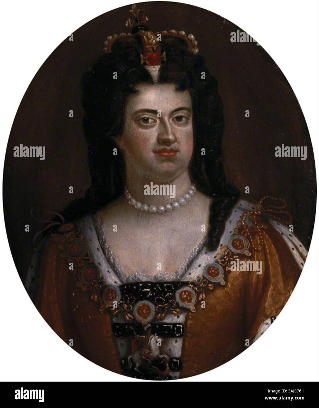 This portrait of Queen Anne, painted between 1700 and 1729, depicts her ...