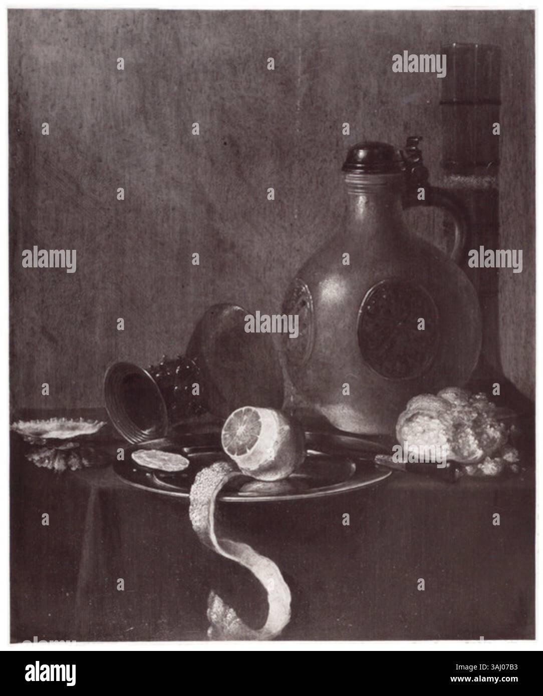 Still life by Joost Ferdenandes featuring a stoneware jug, passglass ...