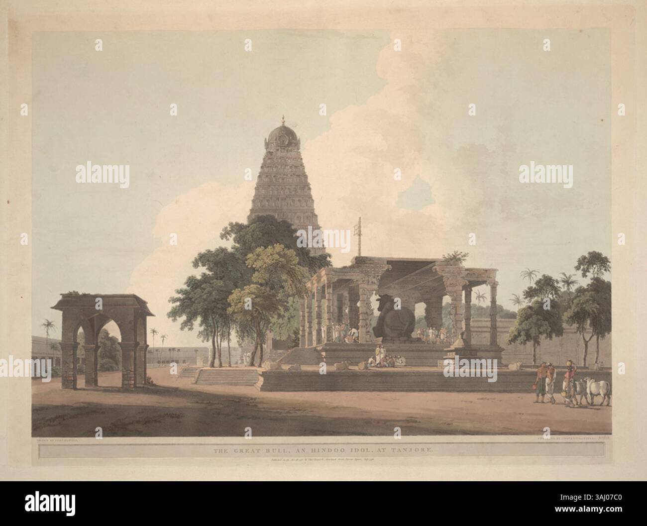 This 1798 print features the Great Bull, a monolithic granite statue of ...