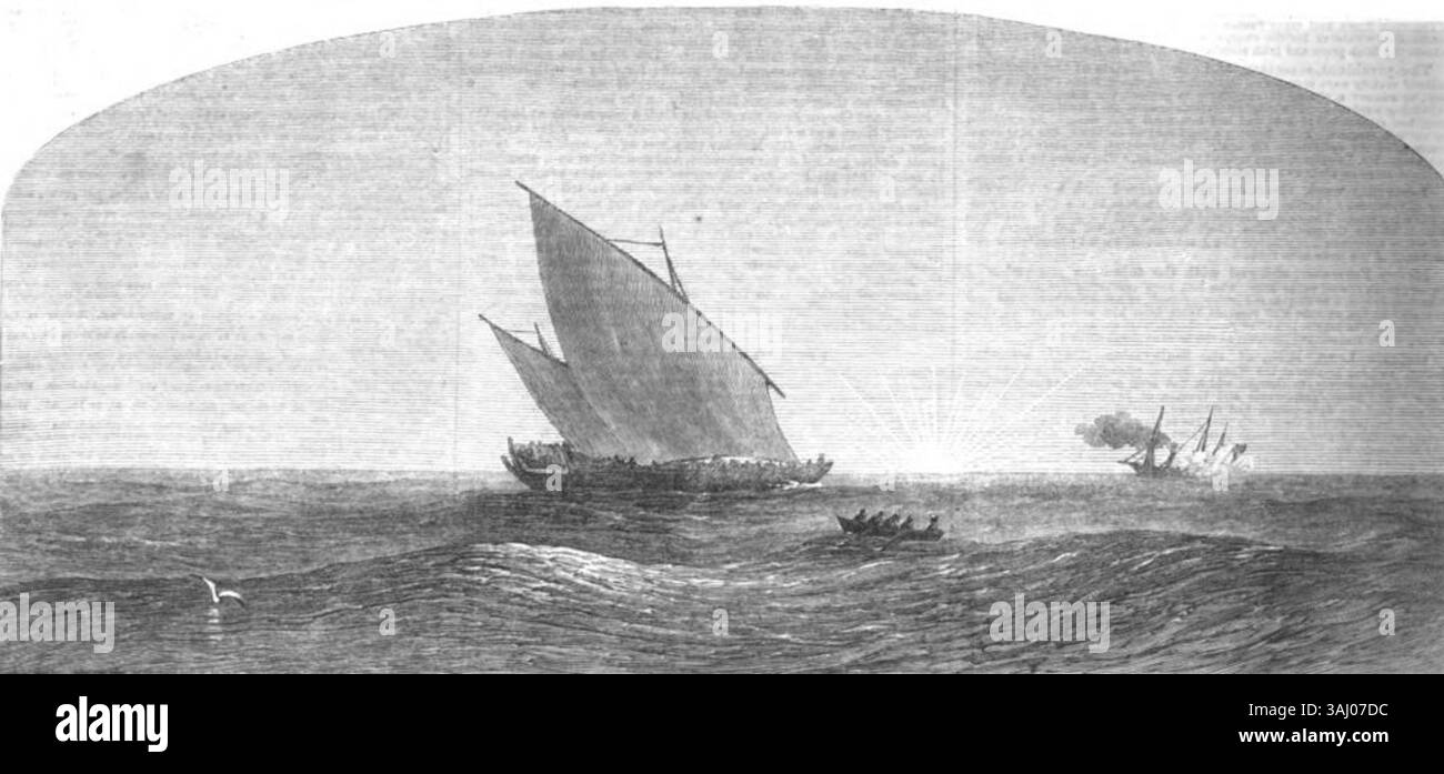 This engraving depicts the capture of an Arab slave dhow by the HMS ...