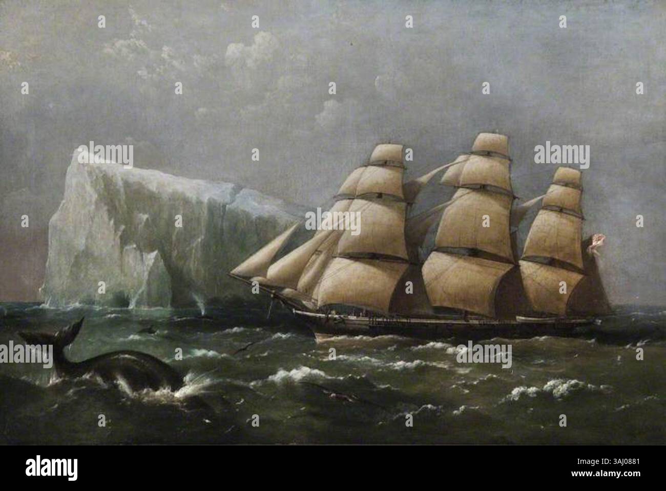A painting by Richard Brydges Beechey depicting HMS Scout passing an ...