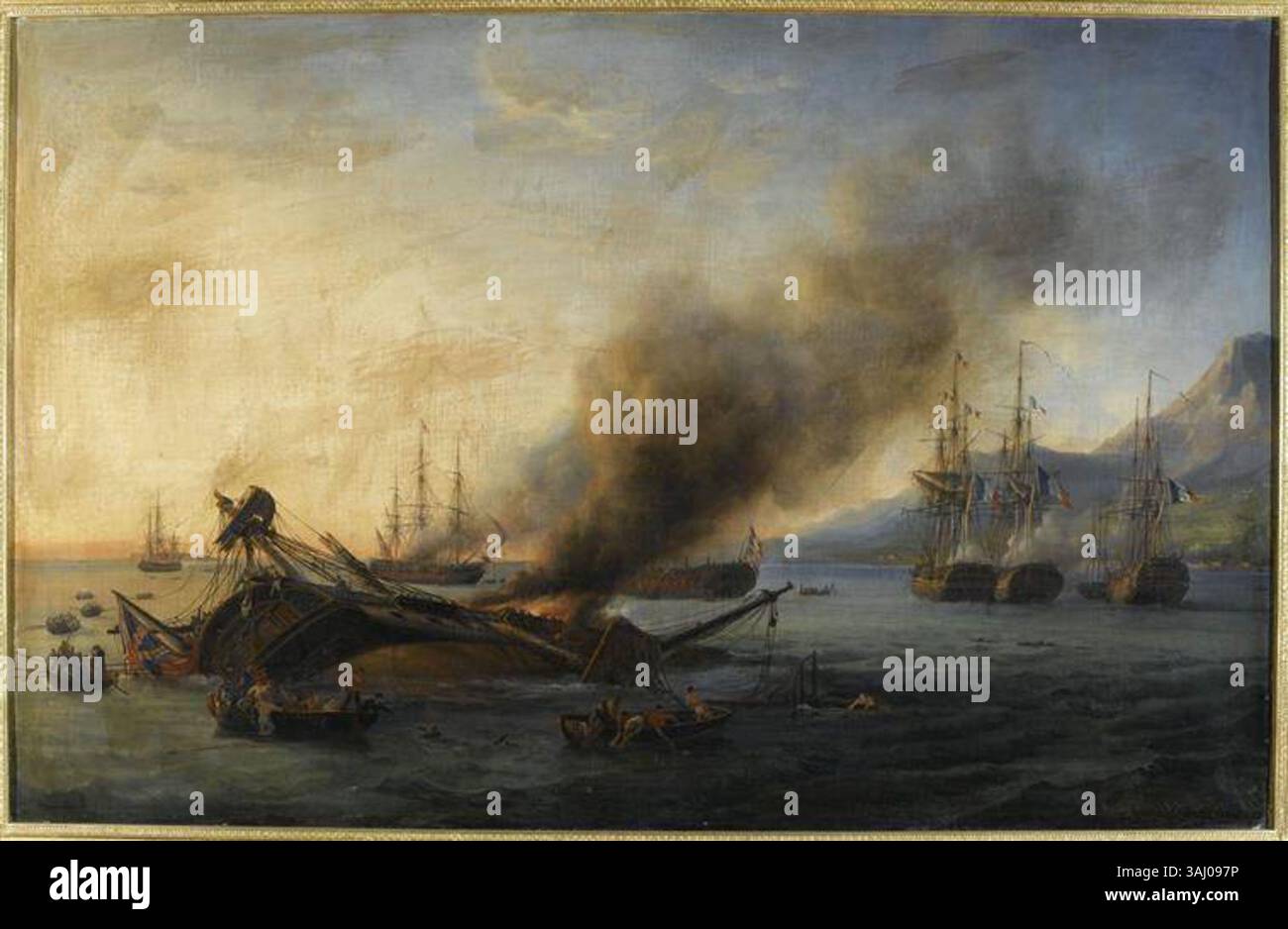 Pierre-Julien Gilbert's painting 'Combat du Grand Port' depicts the ...