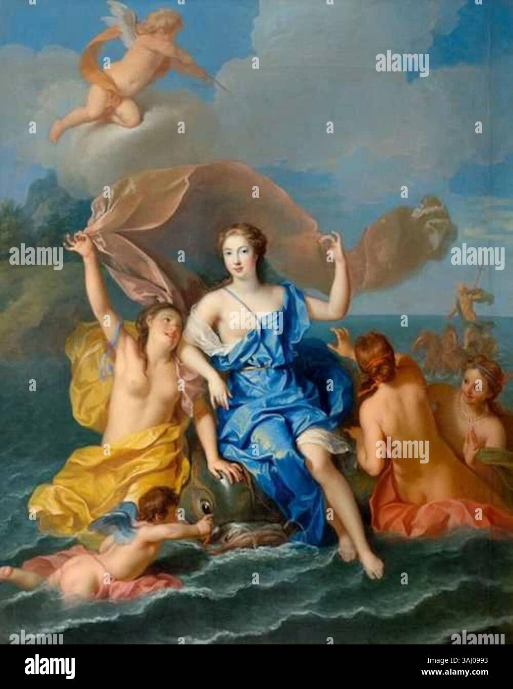 Nicolas-Noël Coypel's 18th-century oil painting 'The Triumph of Amphitrite' portrays the ...