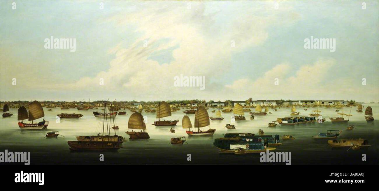 This 19th-century painting from the Chinese School depicts a maritime ...