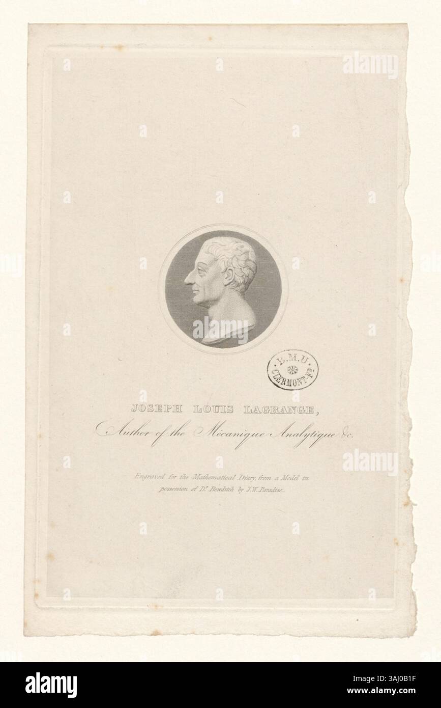 A print from the Boyer collection featuring Joseph-Louis Lagrange, a ...