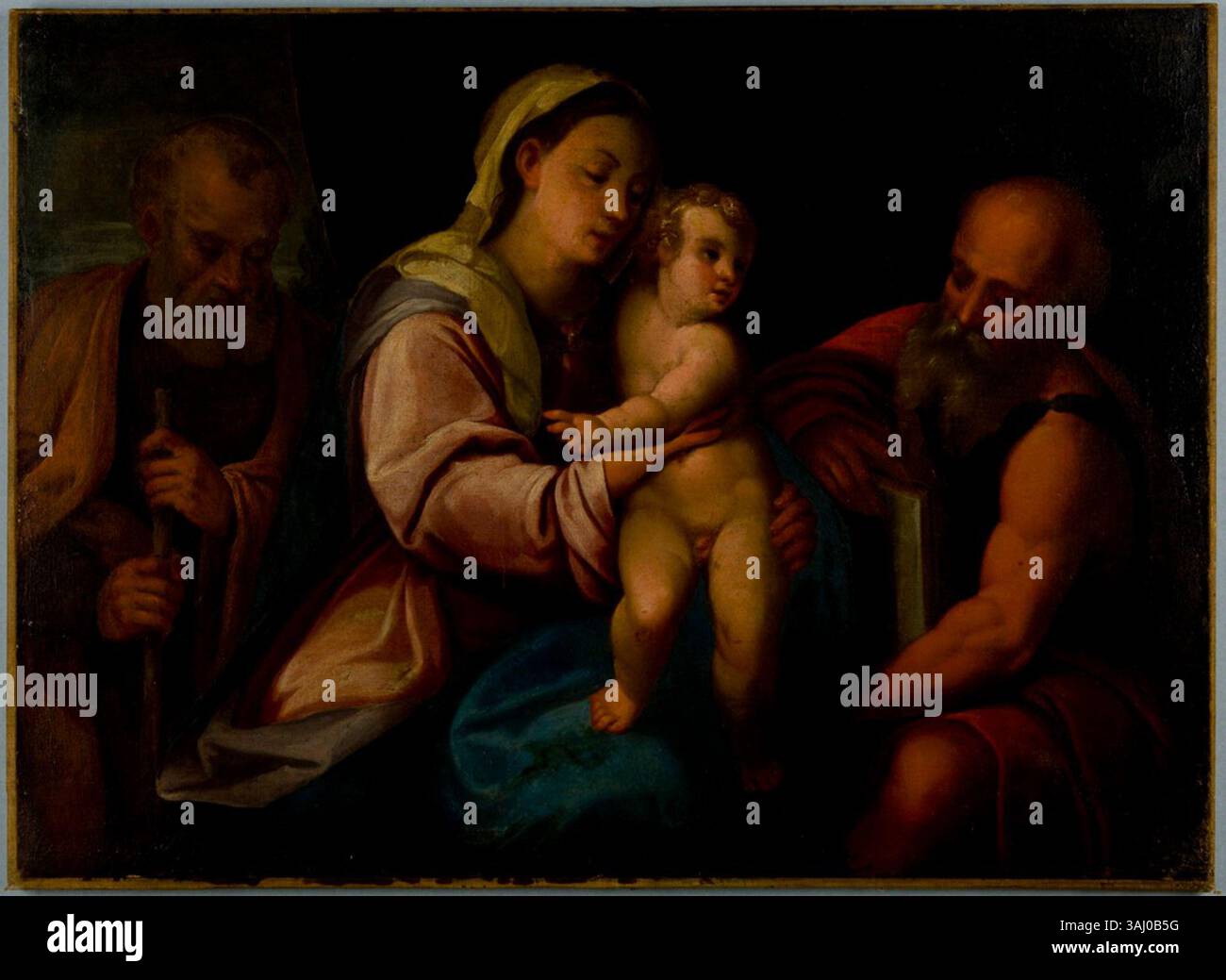 This circa 1550 oil on canvas painting, 'The Holy Family with Saint ...
