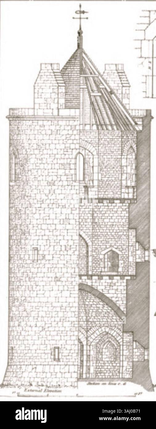 Illustration of the tower at Somerton Castle, Boothby Graffoe ...